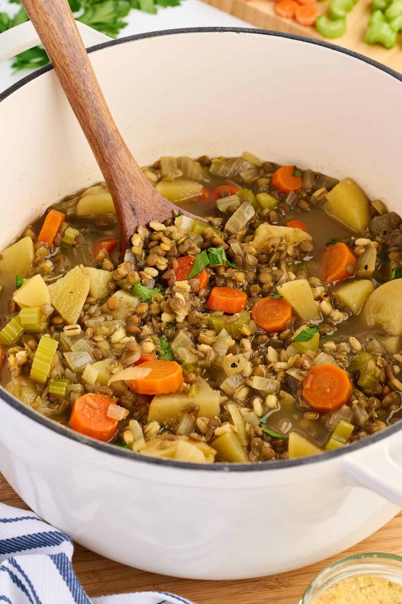 Hearty Lentil & Barley Stew - My Plant-Based Family
