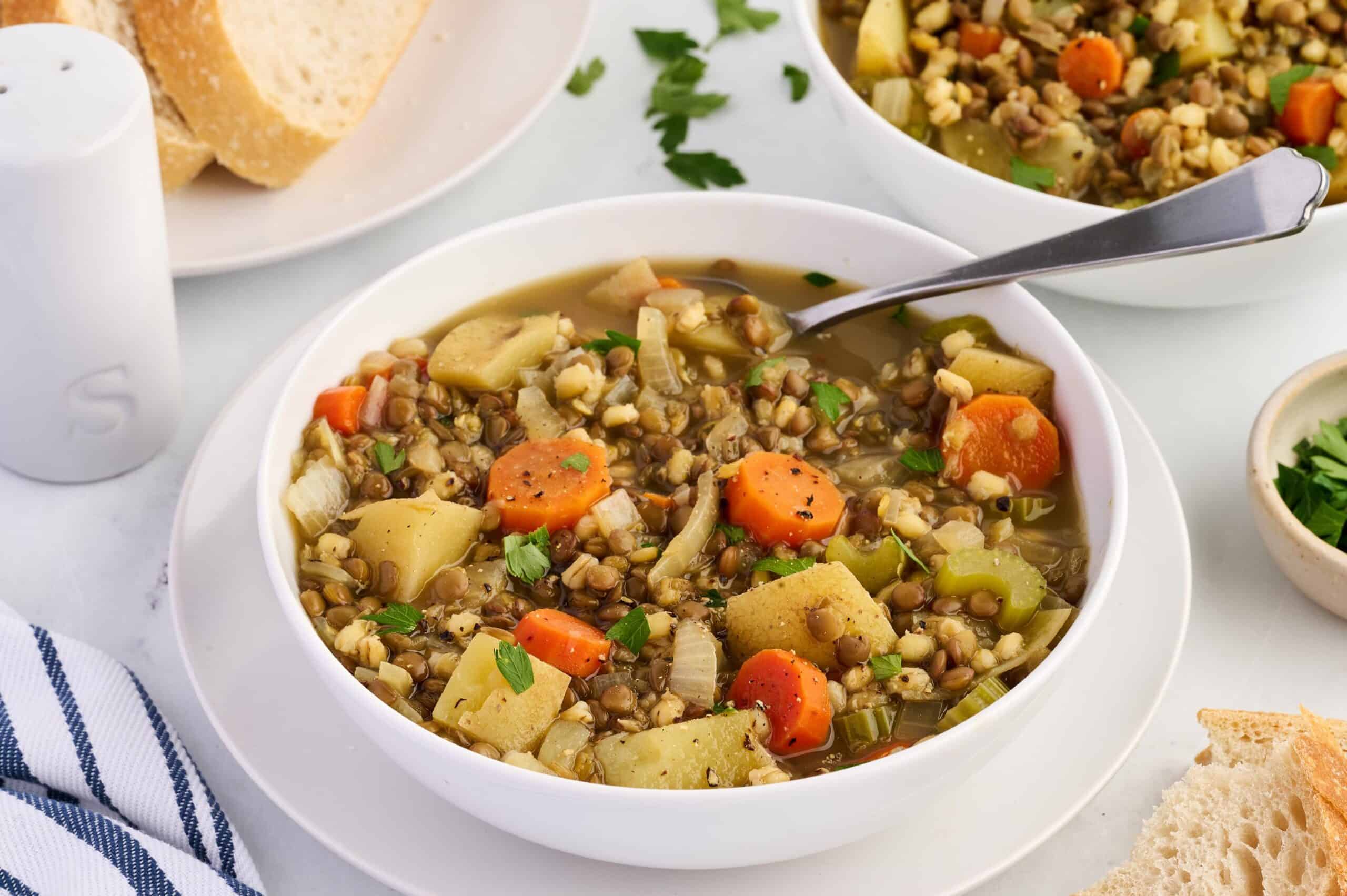 Hearty Lentil & Barley Stew - My Plant-Based Family